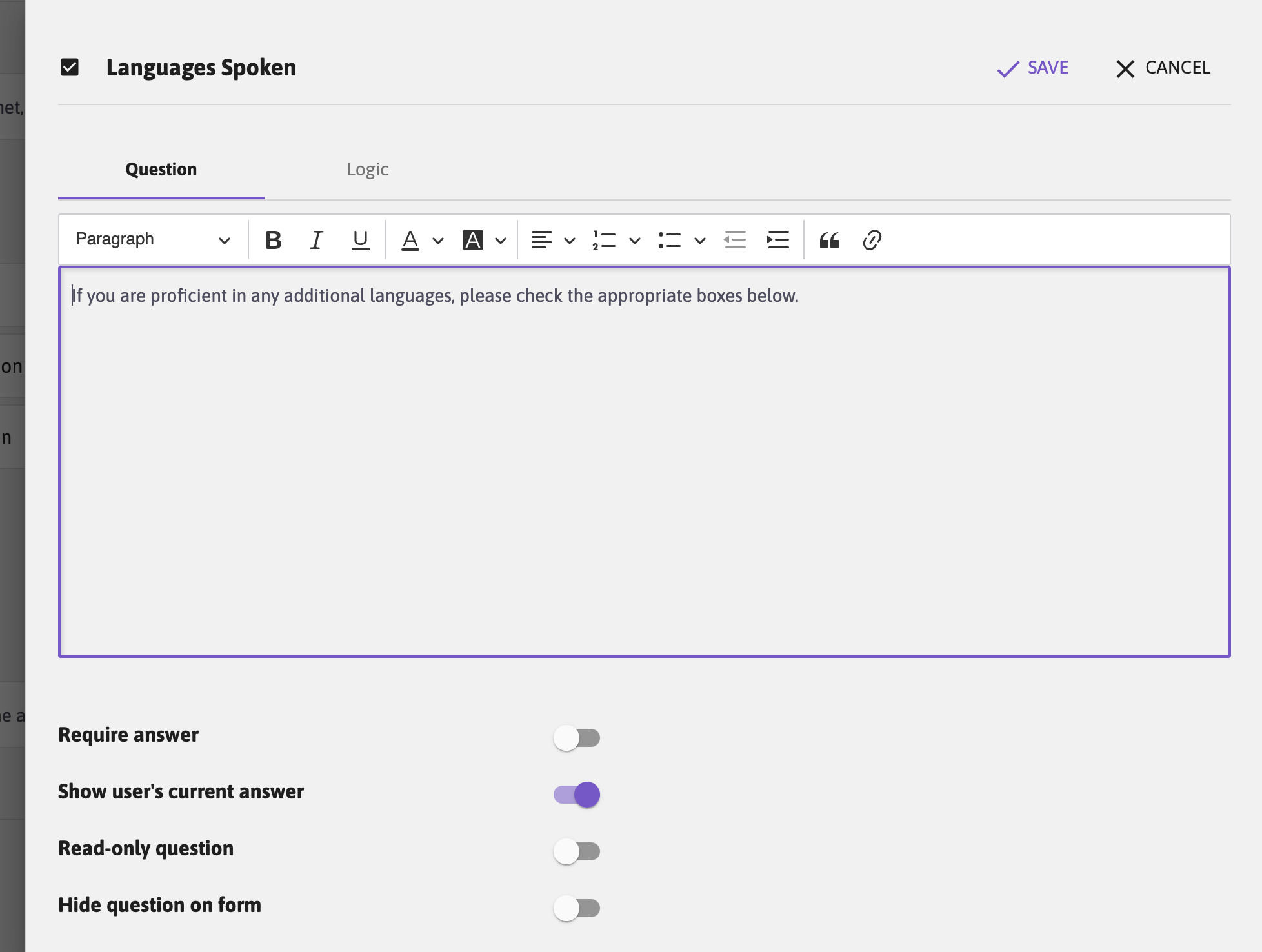 Creating a Team Form – lineup