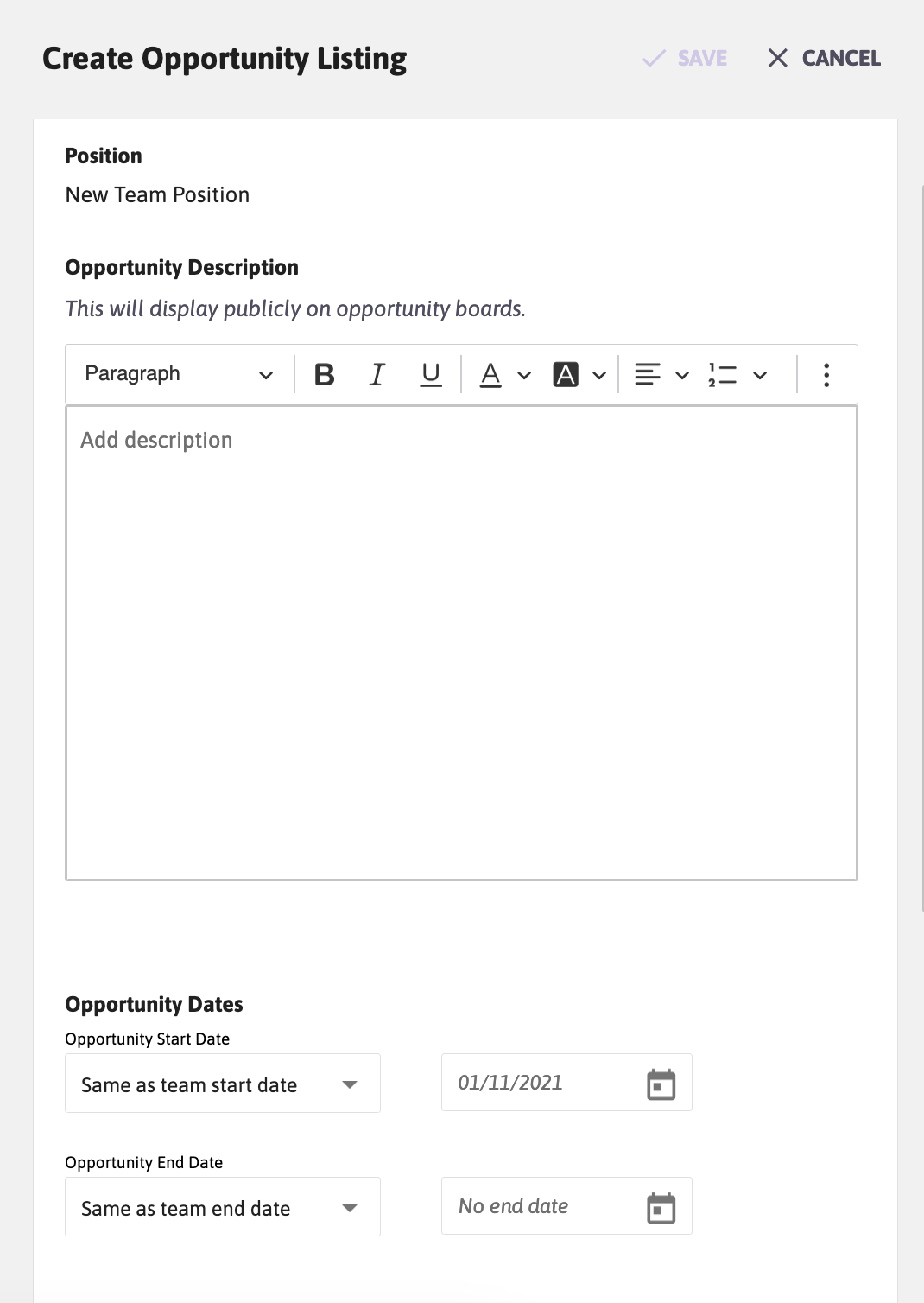 Opportunity Board Overview – lineup